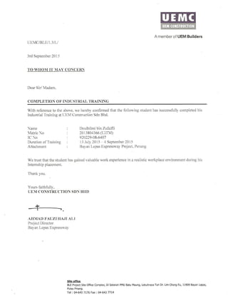 COMPLETION INTERNSHIP LETTER | PDF