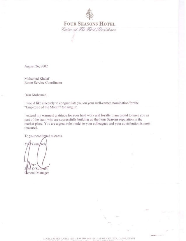 Four Seasons Employee of the Month letter in 2002.PDF