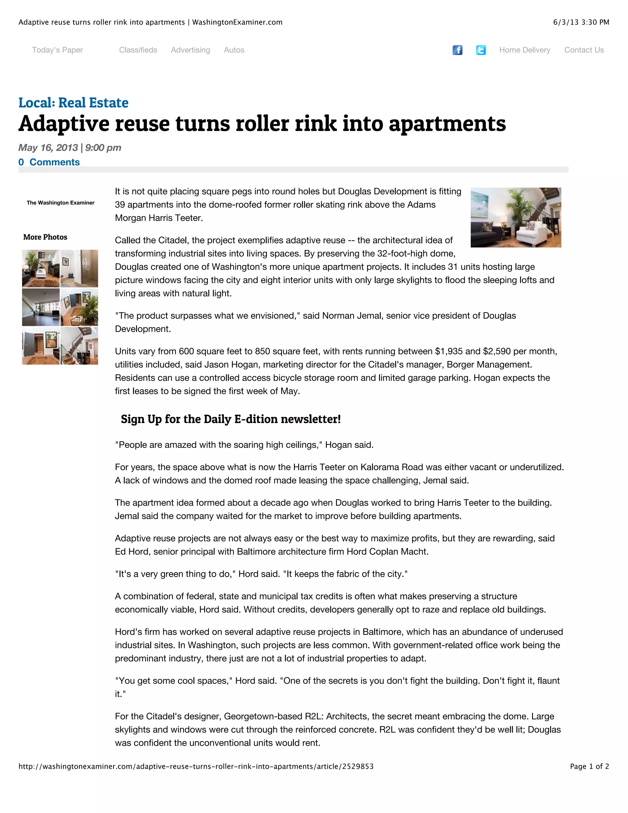 Adaptive reuse turns roller rink into apartments | WashingtonExaminer.com