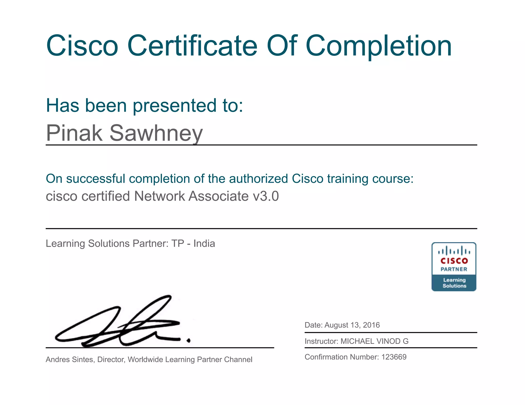Cisco Learning Solutions Partner Certificate_86_48416182 | PDF