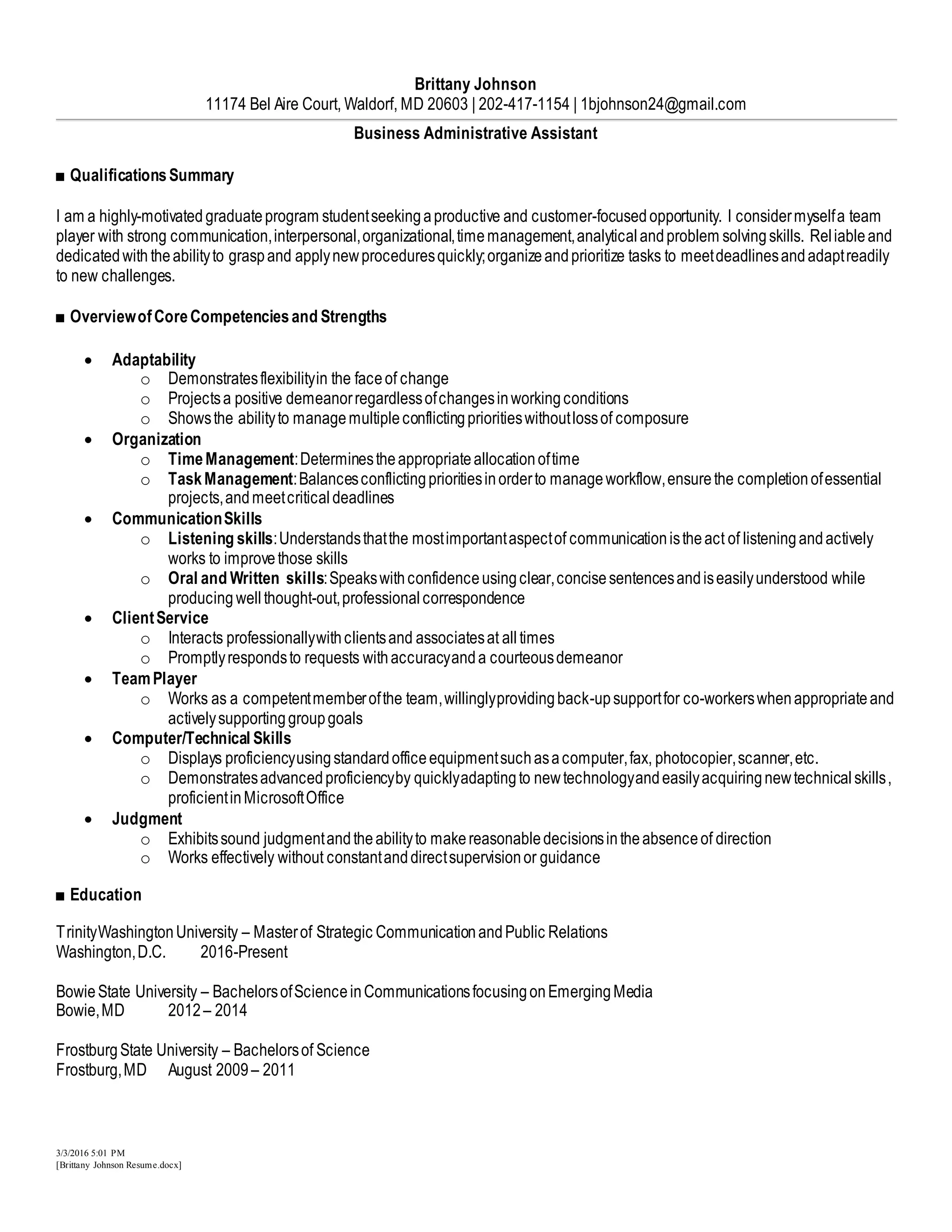 Brittany Johnson Resume | DOCX