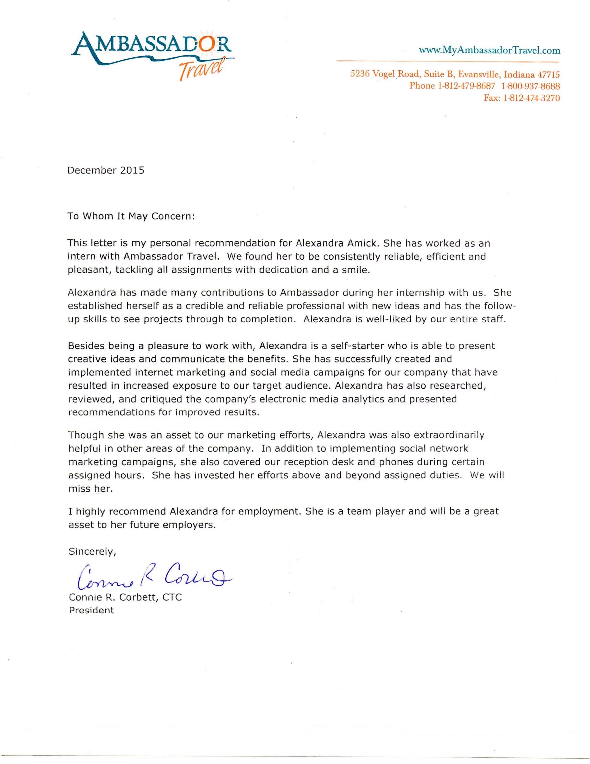 letter of recommendation from ambassador | PDF