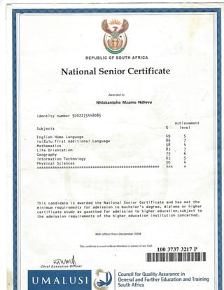 MATRIC FOR NDLOVU | PDF