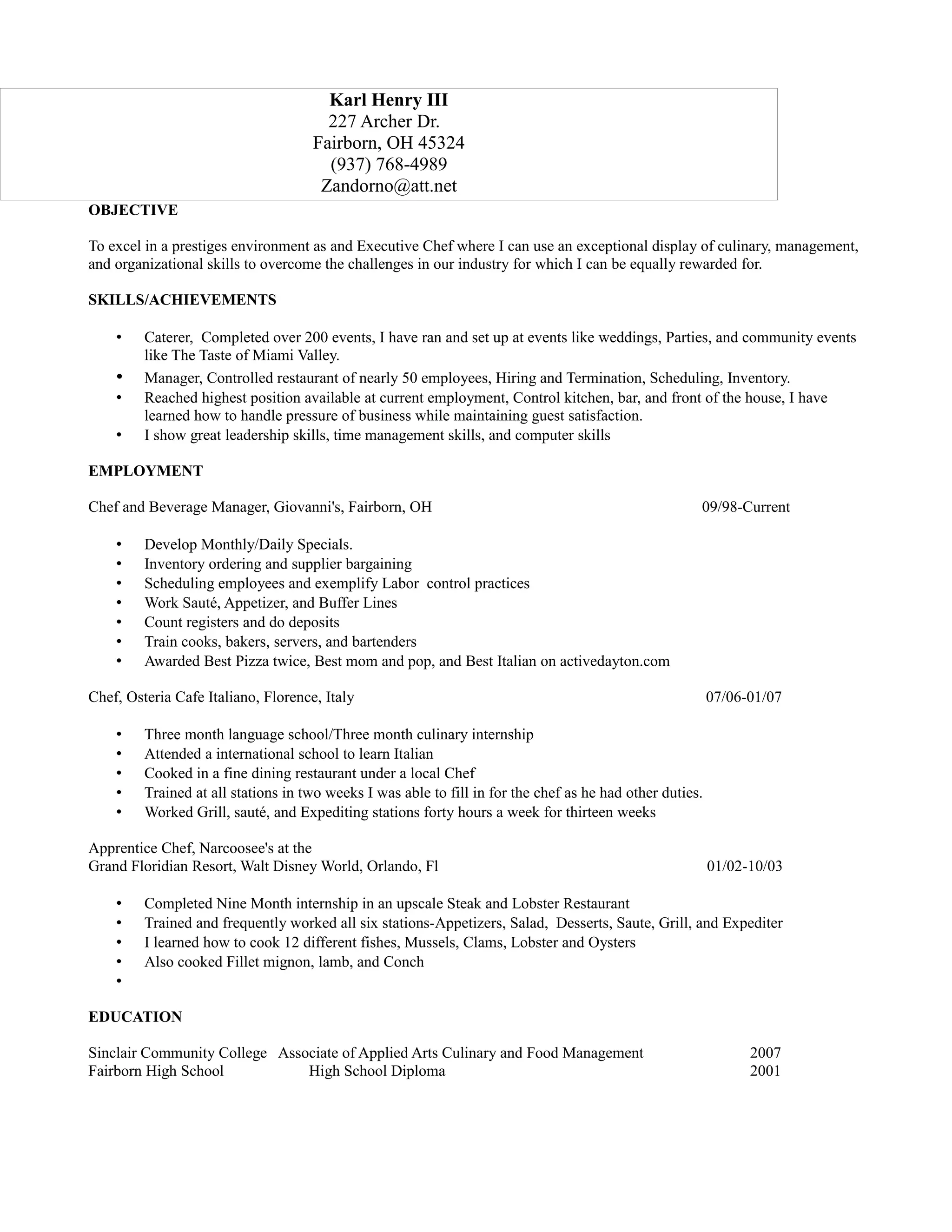 Karl's Resume | ODT