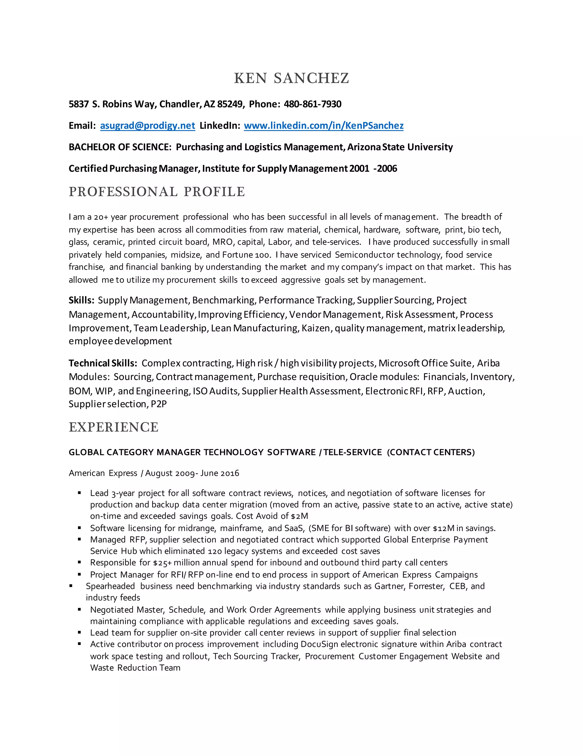 KEN SANCHEZ CV 103116 | PDF