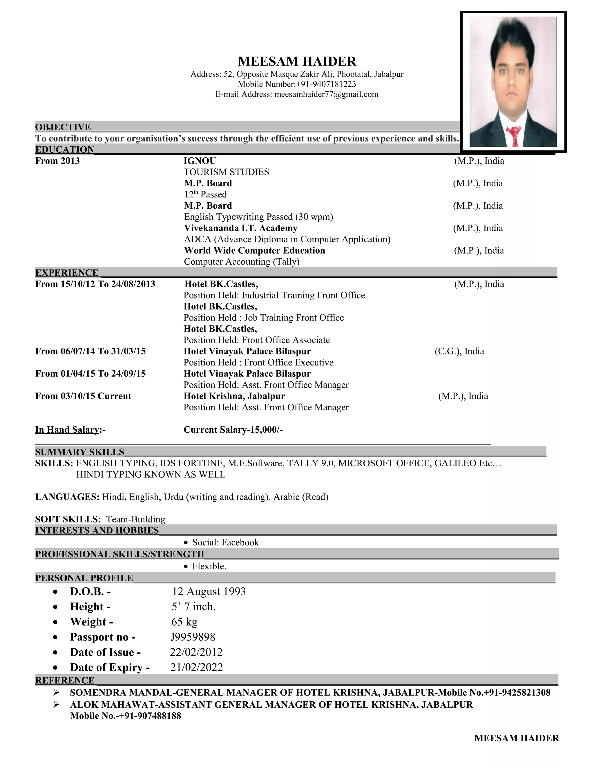 CV Meesam Haider | DOC