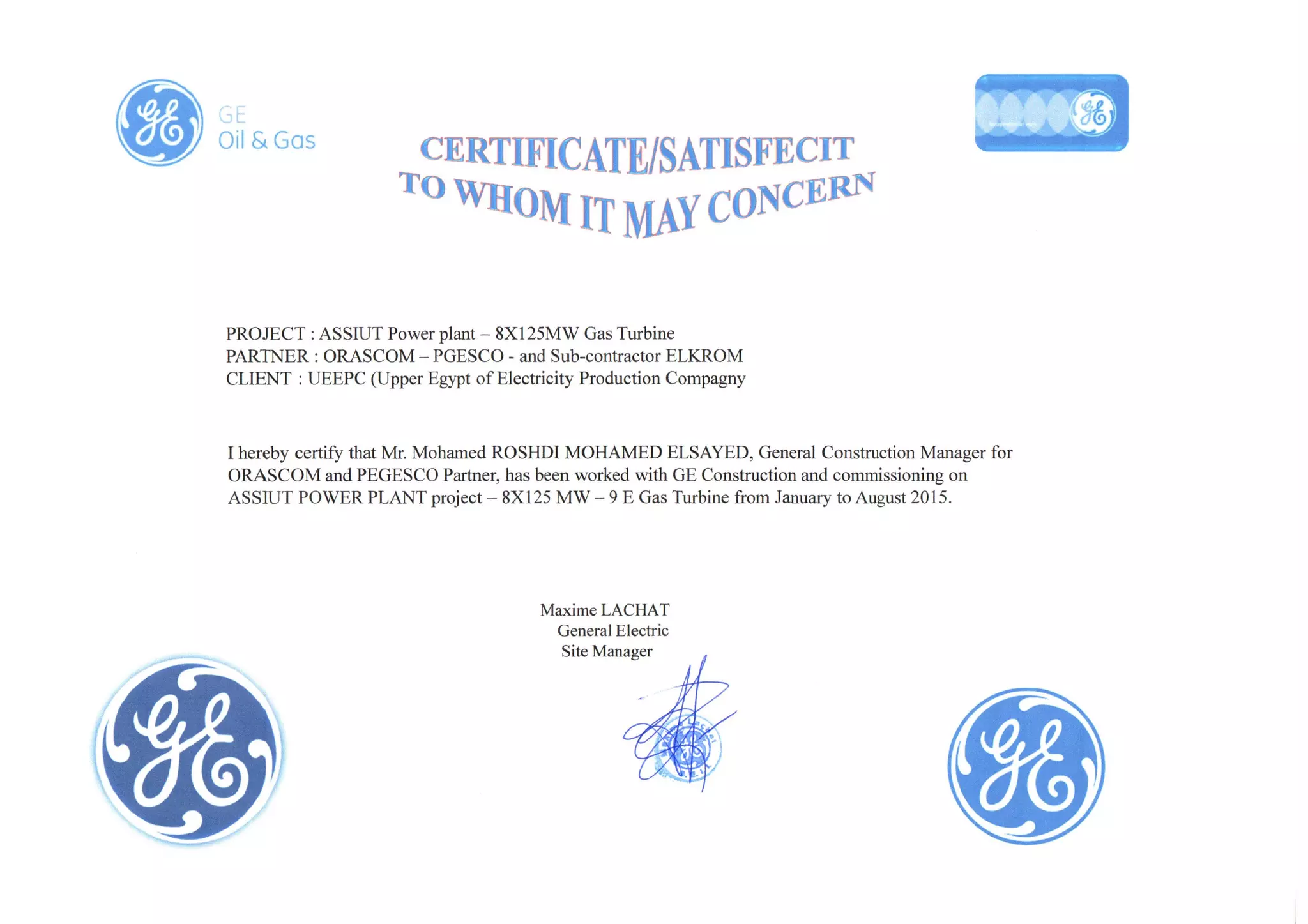 GE Certificate | PDF
