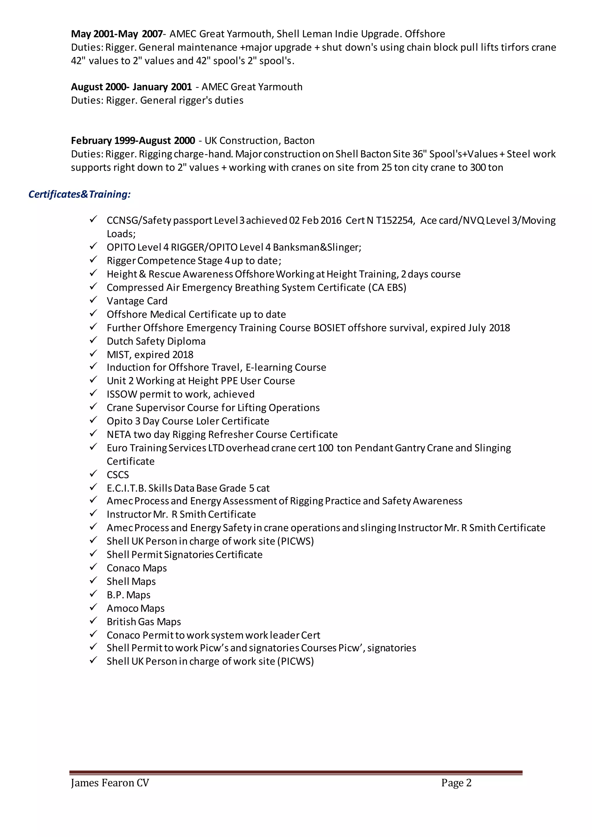 Rigger_NVQ 3_OPITO 4_CV_JFearon_July2016 | DOCX