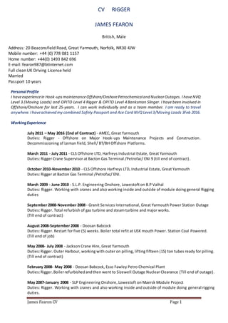 Rigger_NVQ 3_OPITO 4_CV_JFearon_July2016 | DOCX