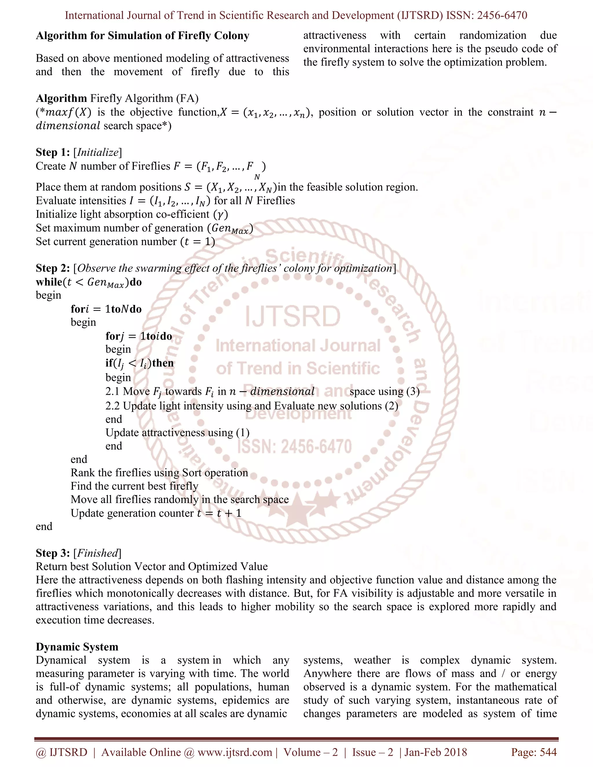 A Study of Firefly Algorithm and its Application in Non-Linear Dynamic Systems | PDF