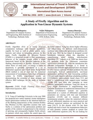 A Study of Firefly Algorithm and its Application in Non-Linear Dynamic Systems | PDF