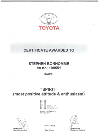 Toyota Spirit Award | PDF