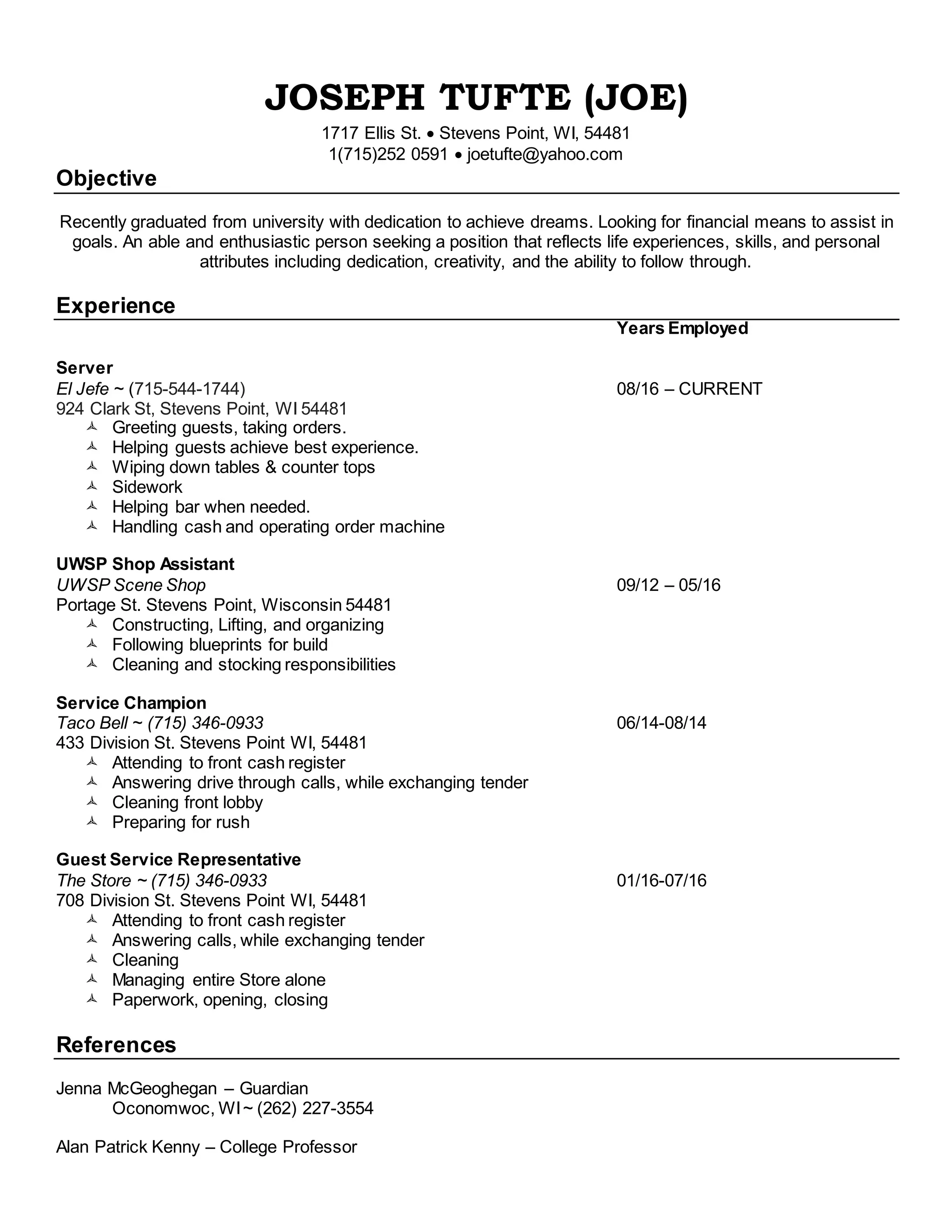 Work Resume Current | DOCX | Real Estate