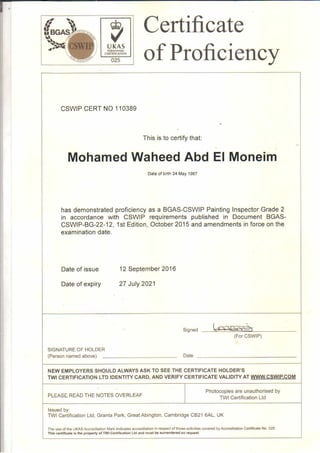 BGAS-CSWIP Painting Inspector.Grade 2 Certification | PDF