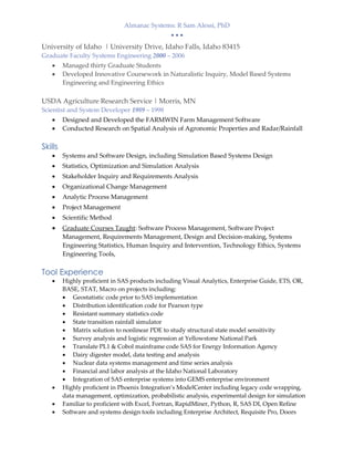 Almanac Systems - Alessi Resume | PDF