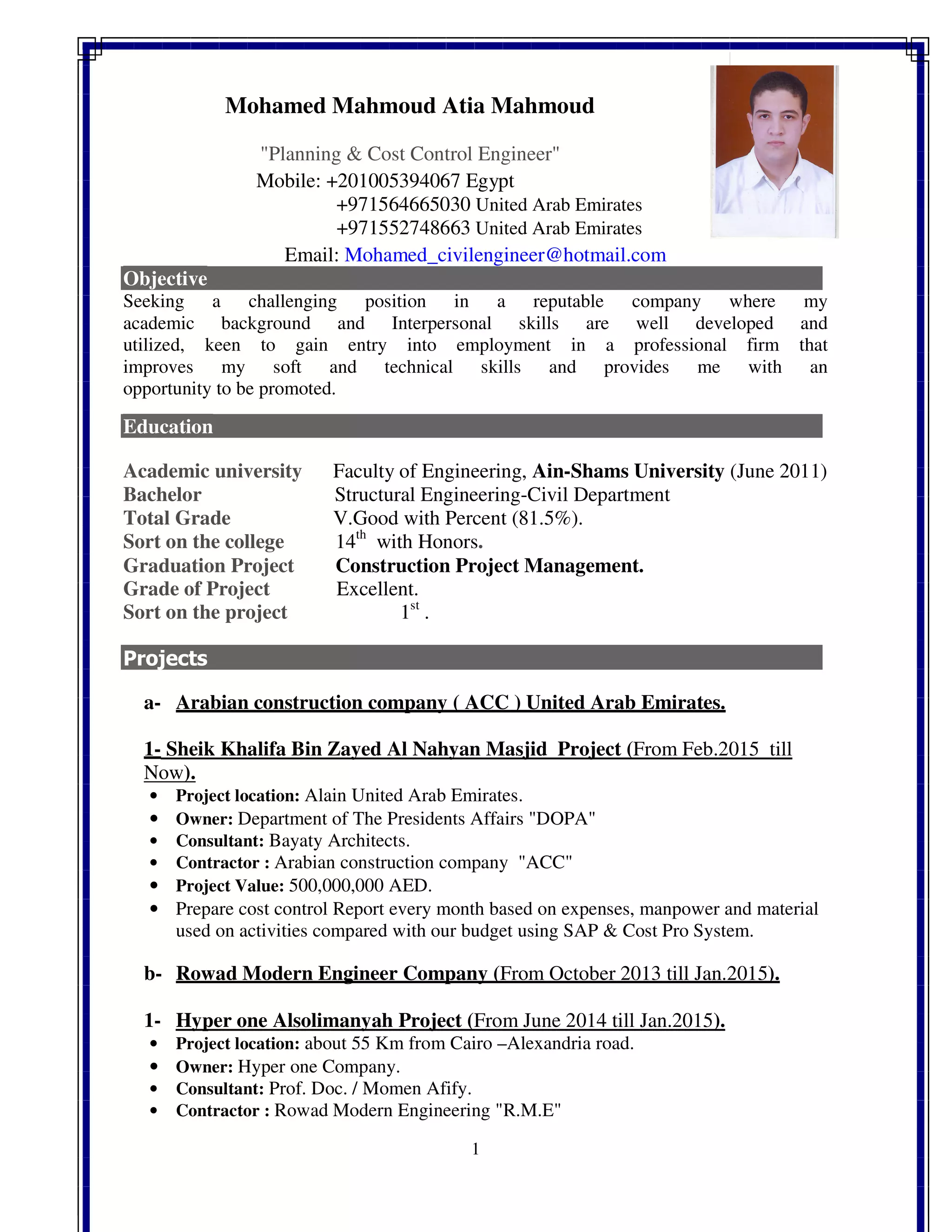 mohamed_mahmoud_atia - Planning & Cost Control Engineer | PDF