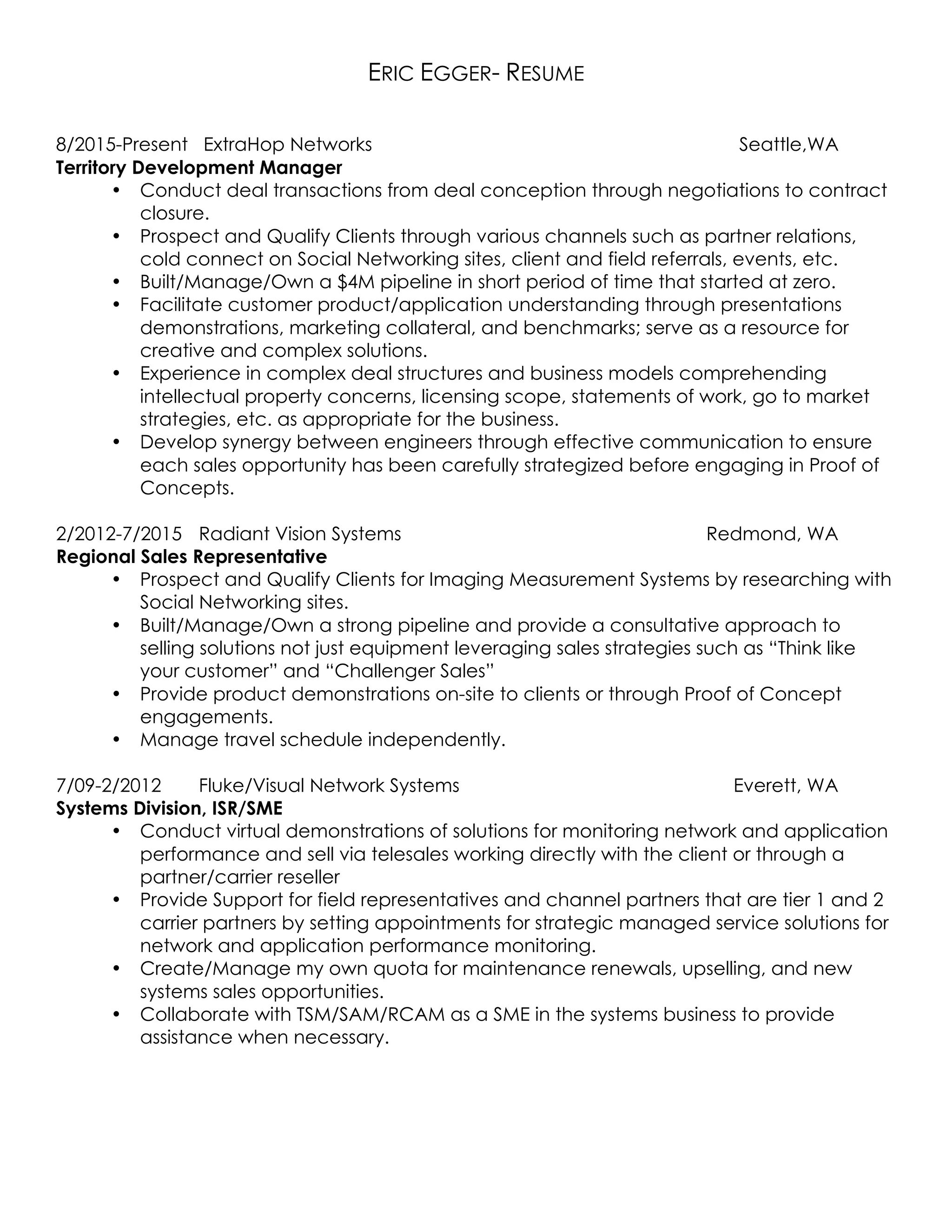 Eric Egger Resume 2016 | PDF