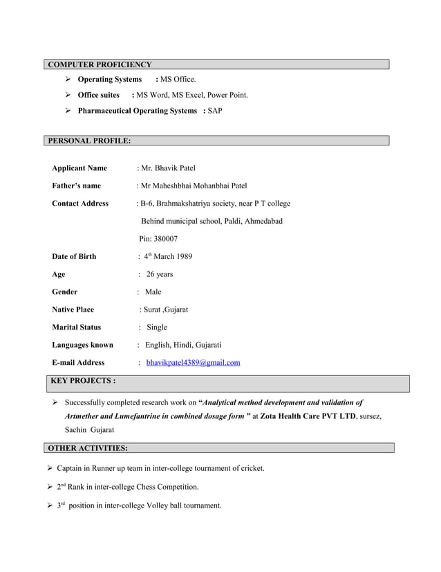 CV Bhavik Patel- | PDF