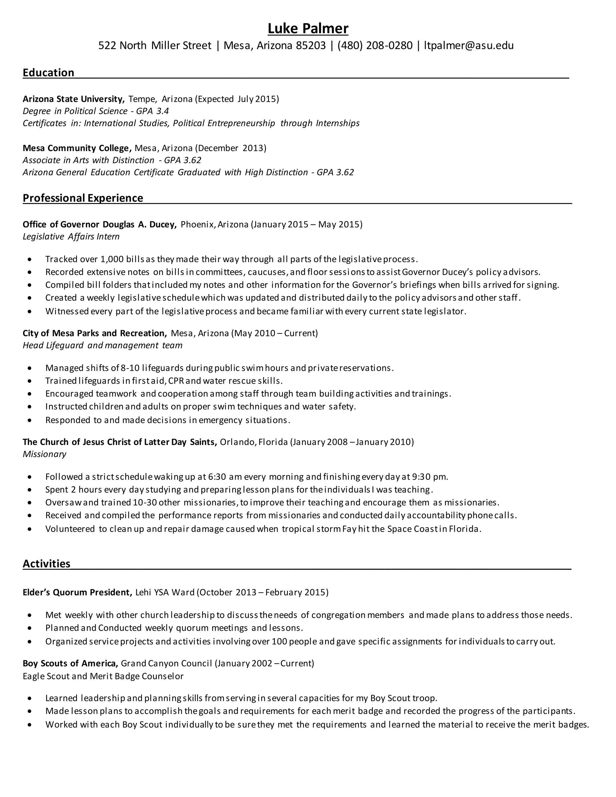 Luke Palmer resume 2.0 | DOCX | Christianity | Religion & Spirituality