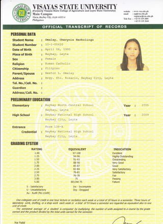 VSU Student Transcript | PDF