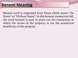 Benami Transactions | PPT