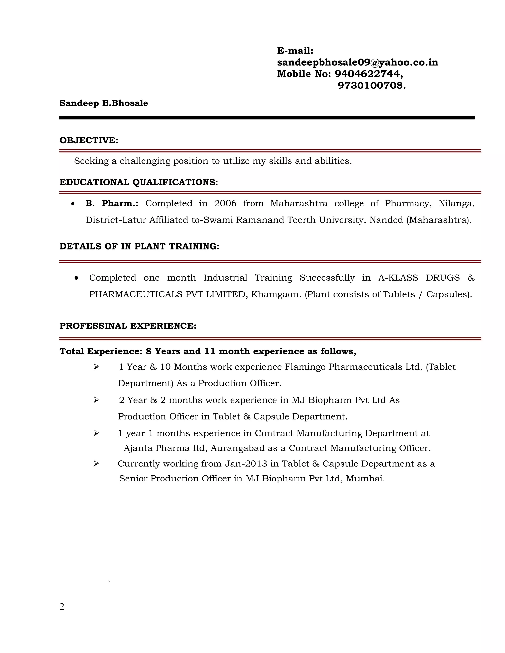 Resume_sandeep | PDF