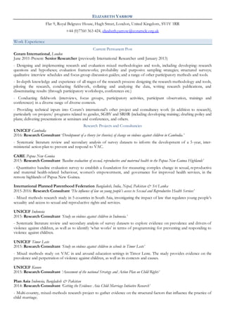 Elizabeth Yarrow CV 2016 | DOCX | Sexual Health | Diseases and Conditions