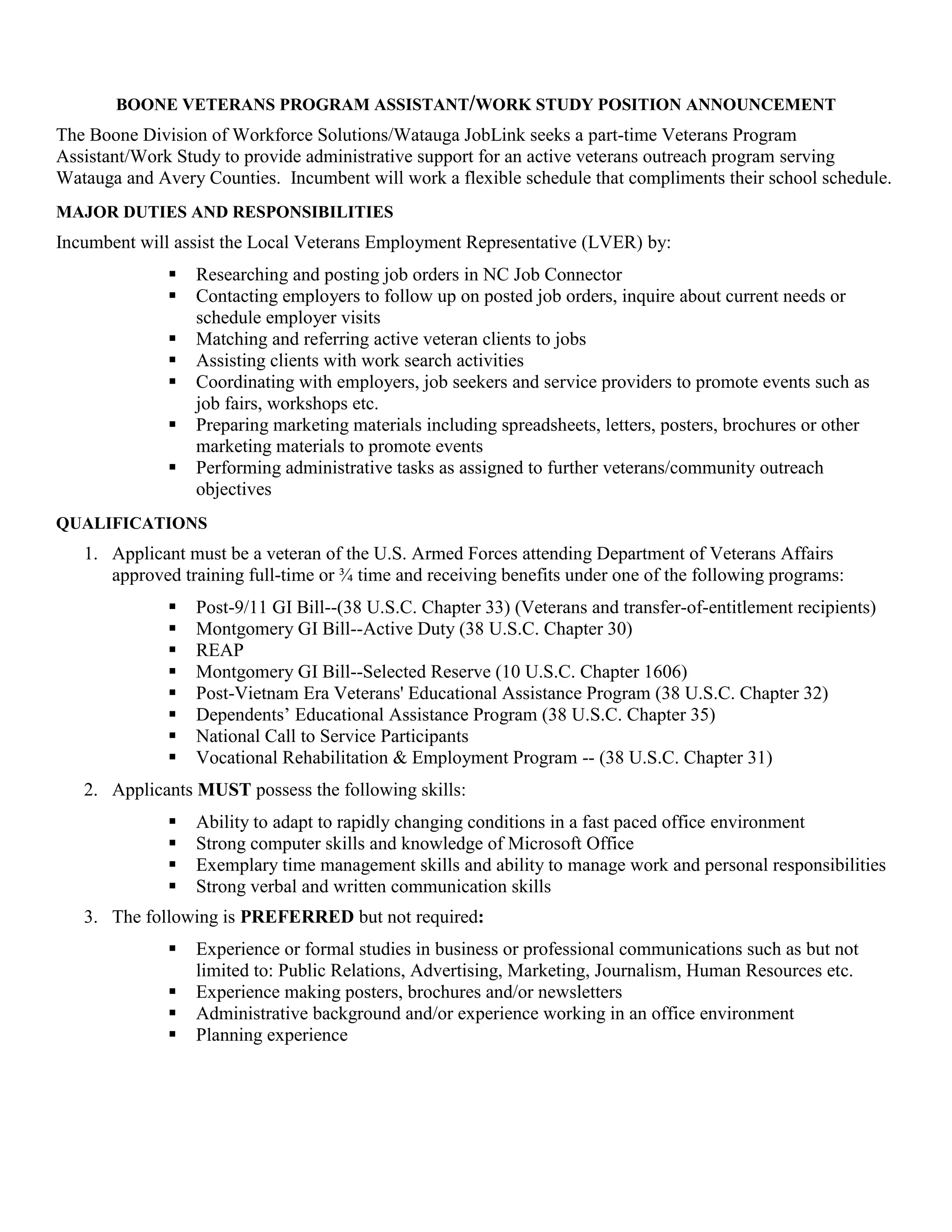 Work Study Job Description | PDF