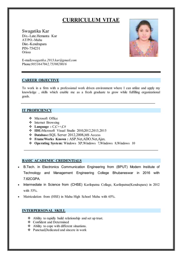 swagatika_resume | DOCX | Operating Systems | Computer Software and Applications