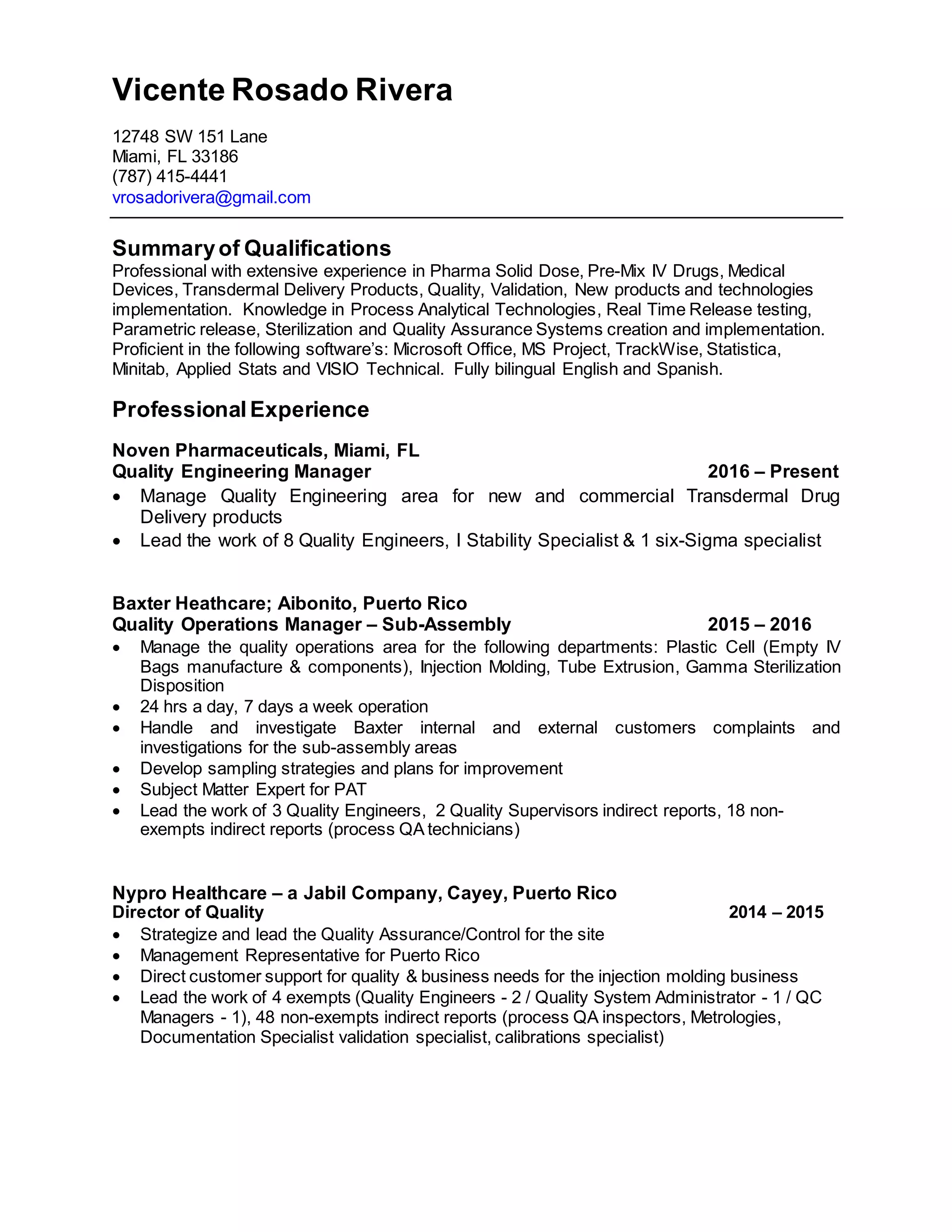 Vicente Rosado Rivera - Resume - 2016b | DOCX
