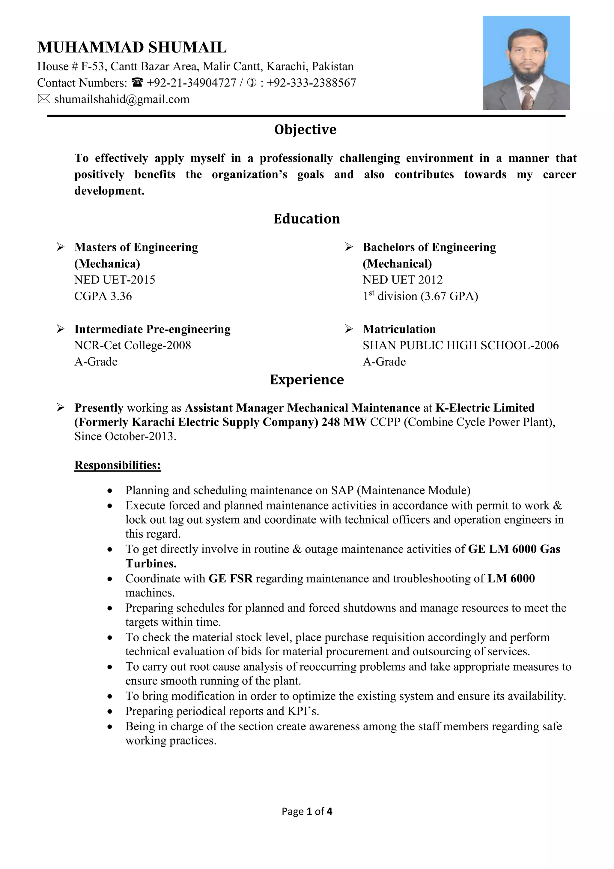 MUHAMMAD SHUMAIL CV.compressed | PDF