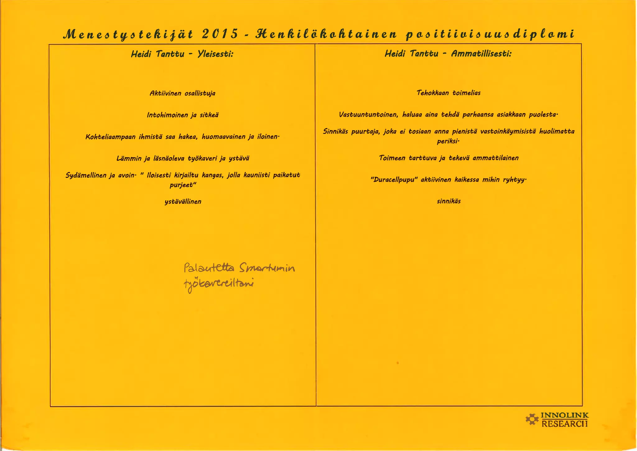 Smartumin työkaverit kuvaavat minua | PDF