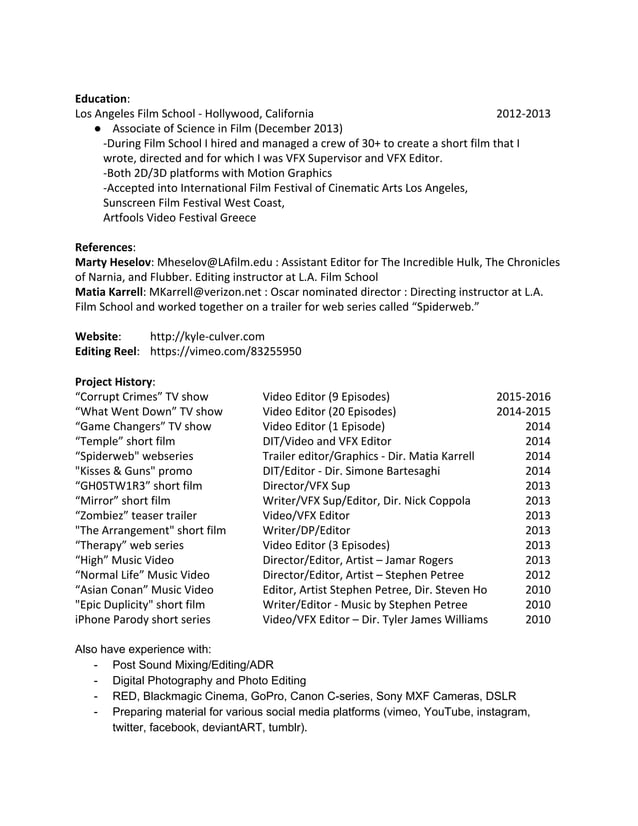 Kyle-Culver-Resume-03-2016 | PDF | Video Software | Computer Software ...