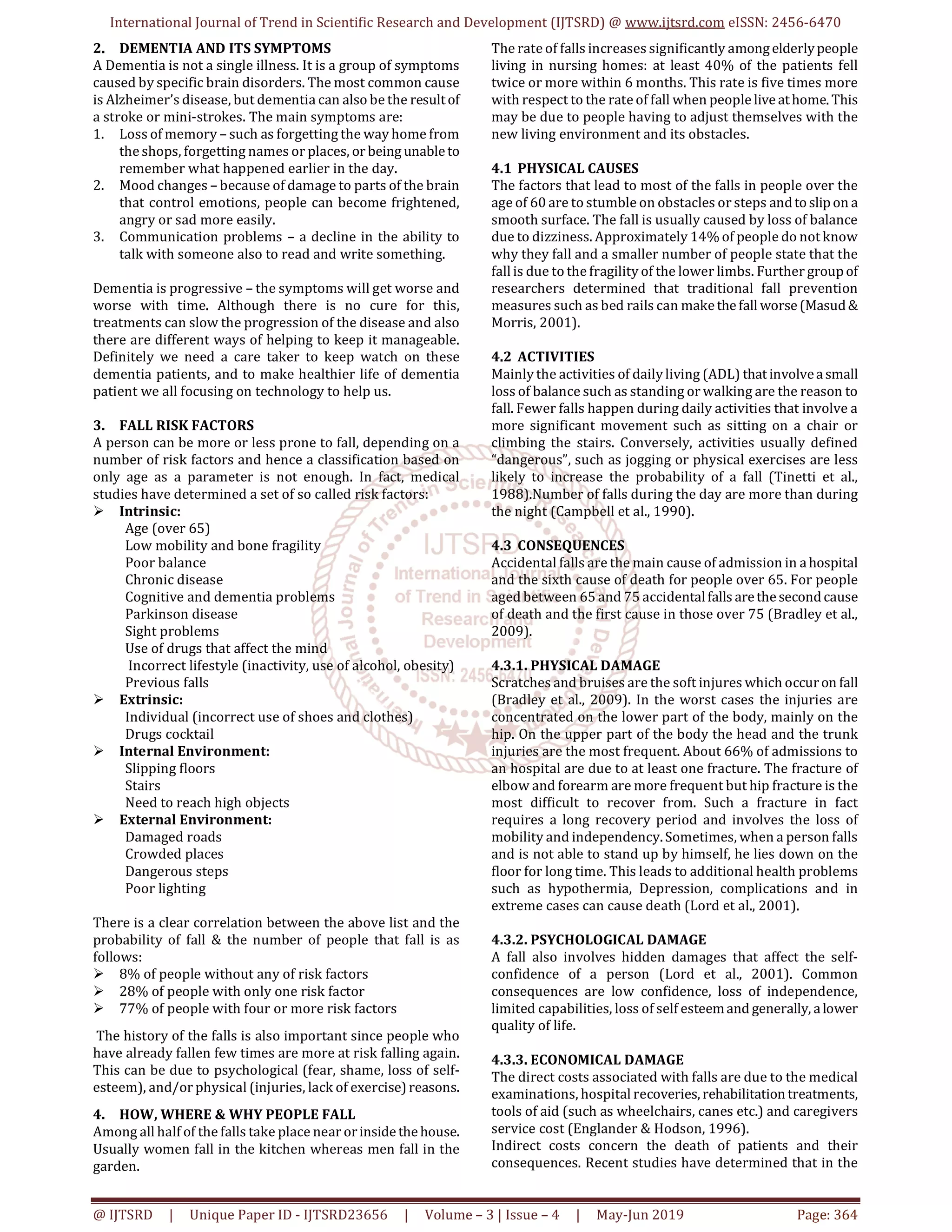 Dementia Patient Activity Monitoring and Fall Detection using IoT for Elderly | PDF