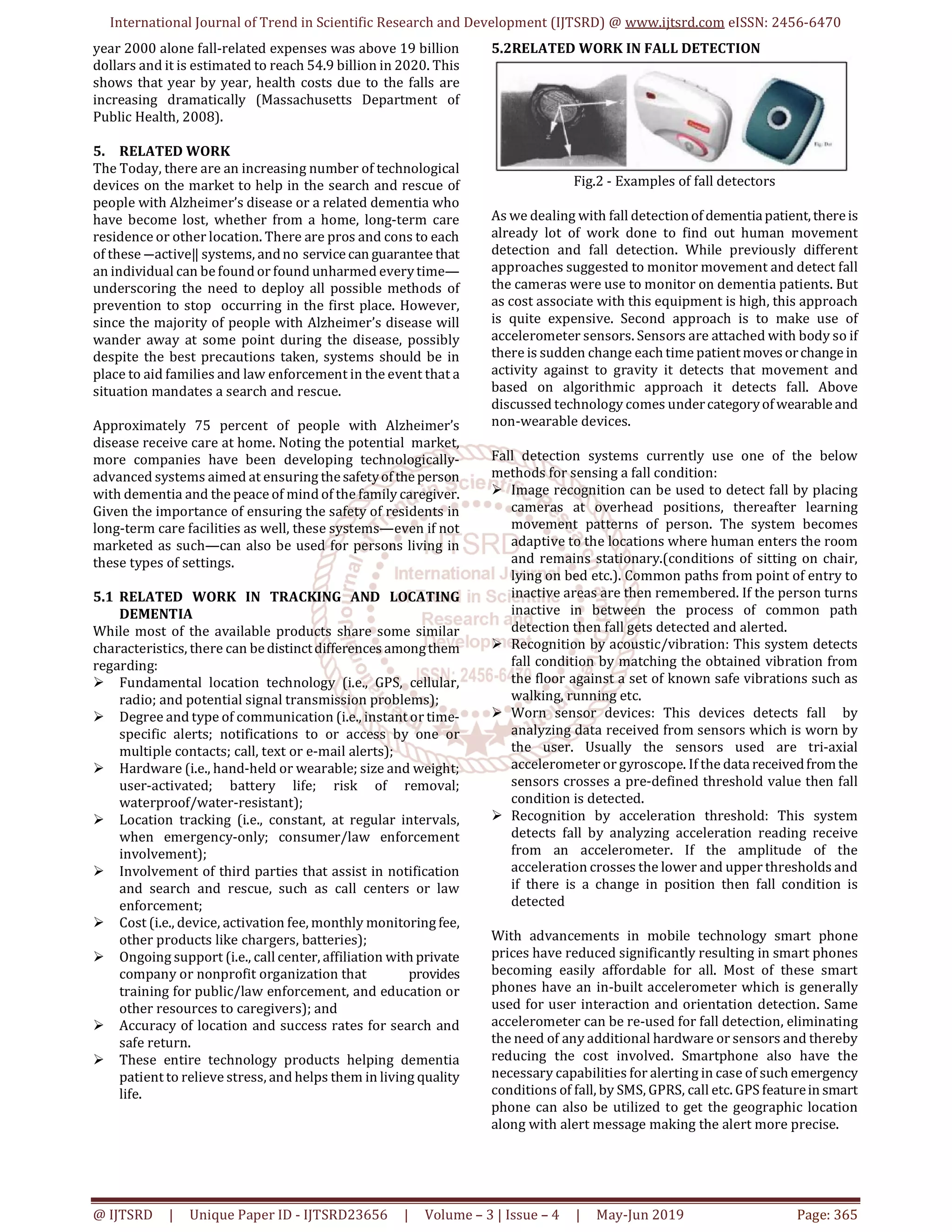 Dementia Patient Activity Monitoring and Fall Detection using IoT for Elderly | PDF