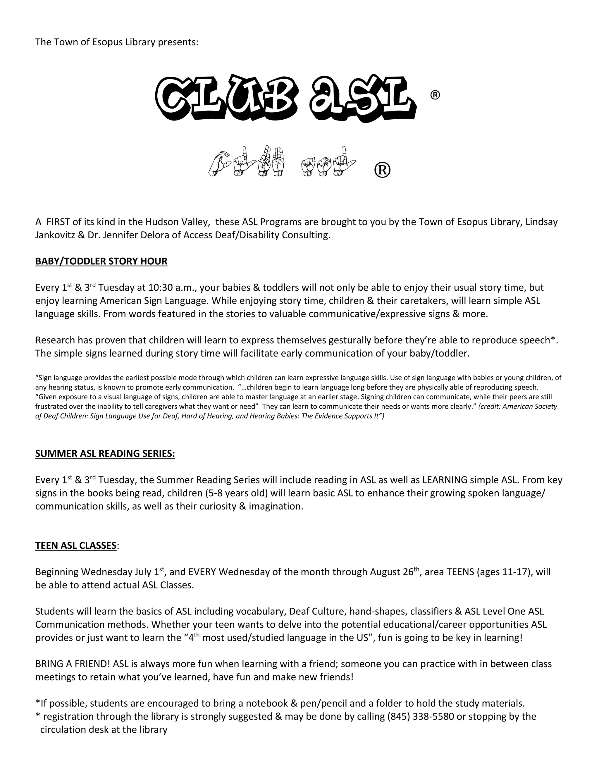 ASL PROGRAM INFO pdf | PDF