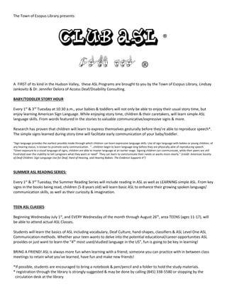 ASL PROGRAM INFO pdf | PDF