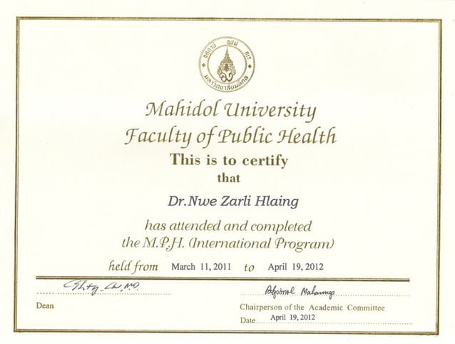 mahidol certificate | PDF