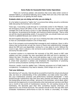 Some Rules for Successful Data Center Operations | DOCX