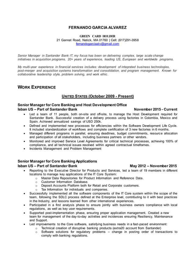 Fernando Garcia Alvarez RESUME 2016 | PDF