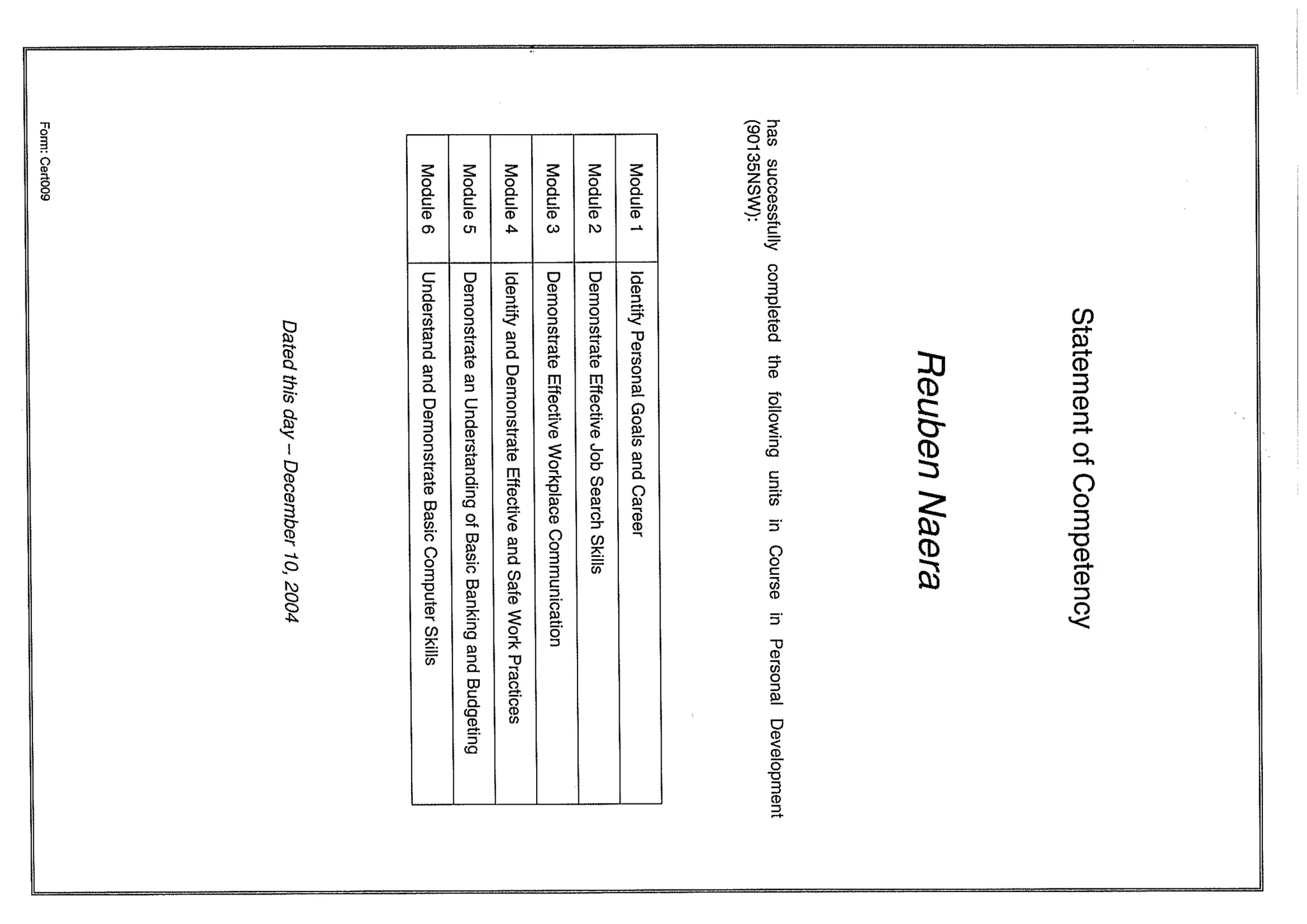 CSA Statement of Competency | PDF
