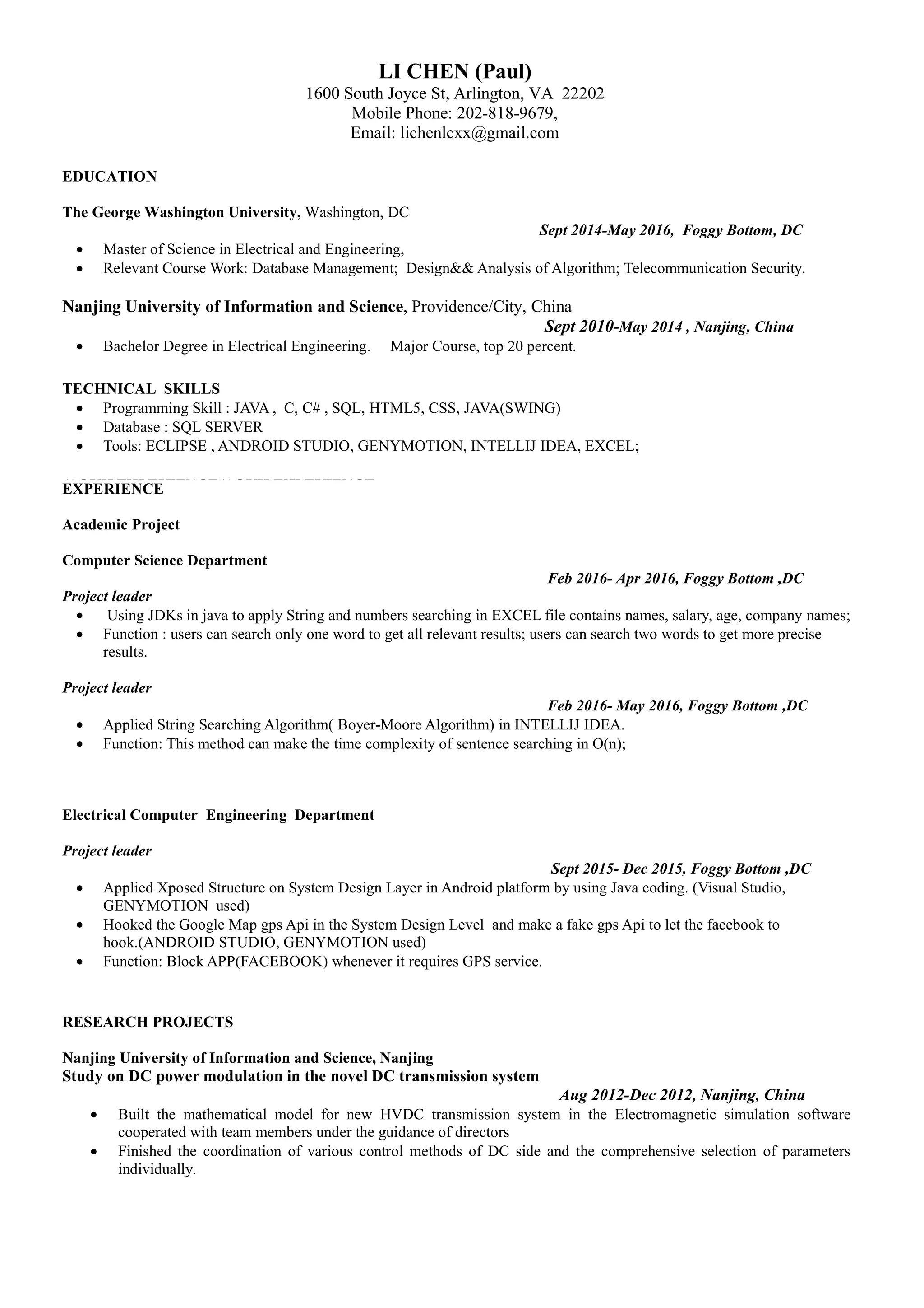 Resume LI CHEN | PDF