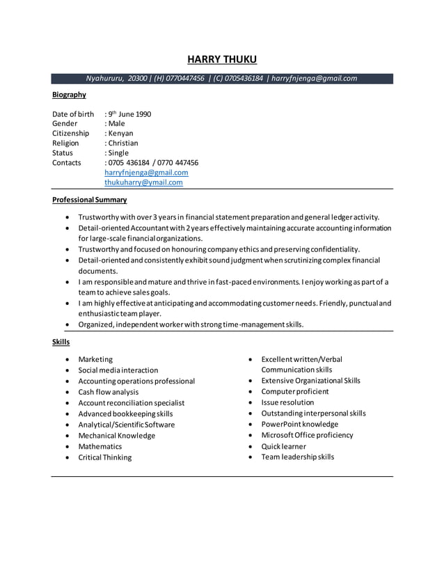 Harry Thuku CV | DOCX