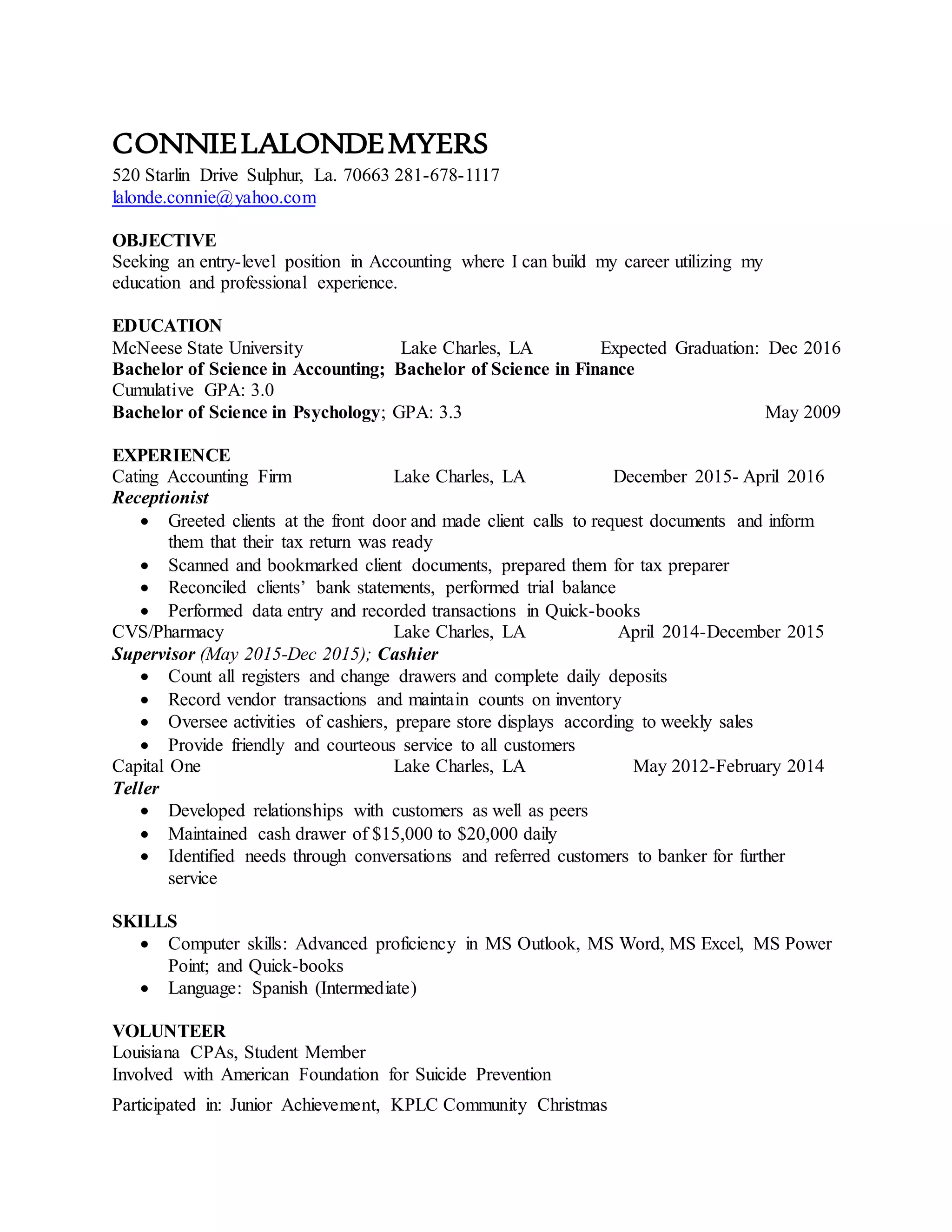 Connie Resume April 16 | DOCX