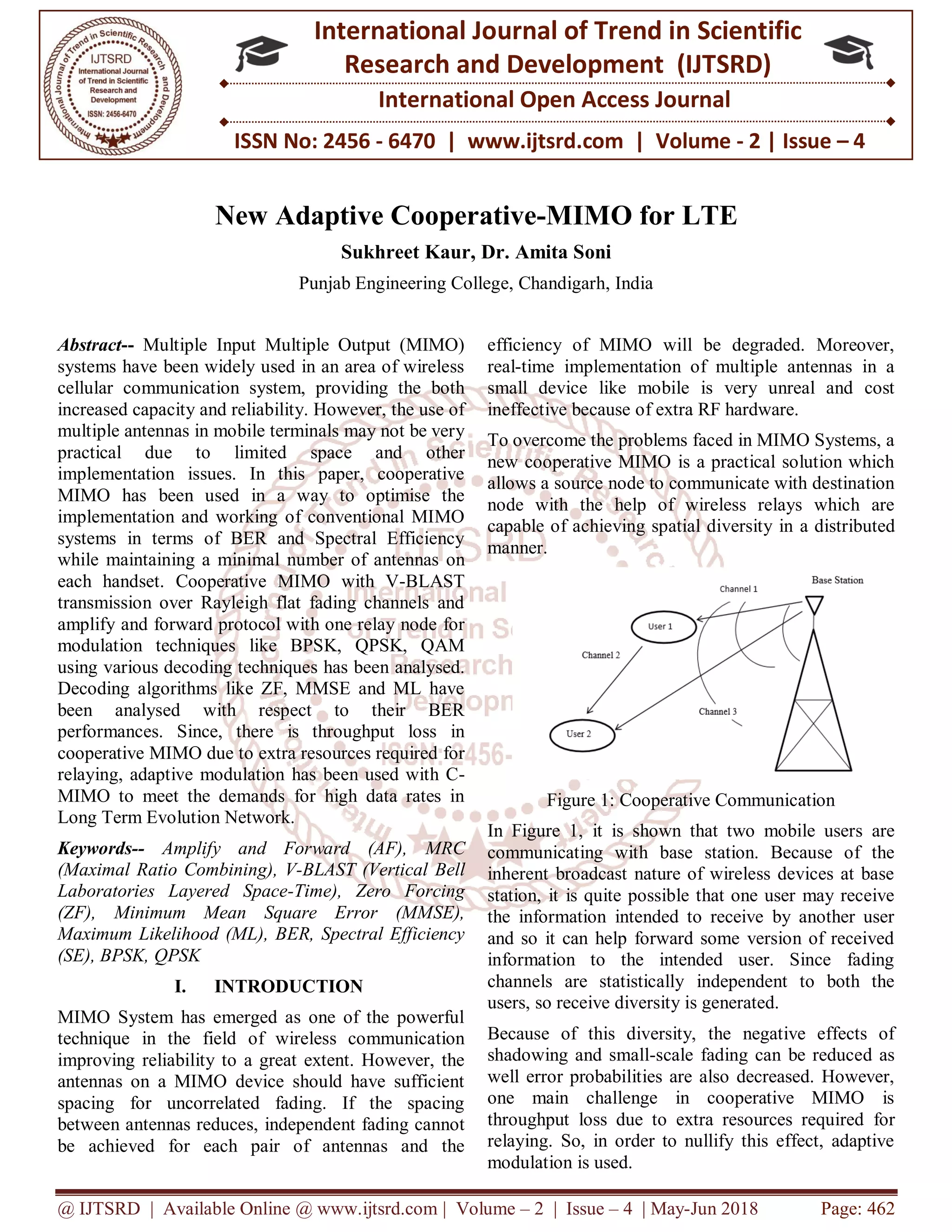 New Adaptive Cooperative-MIMO for LTE Technology | PDF