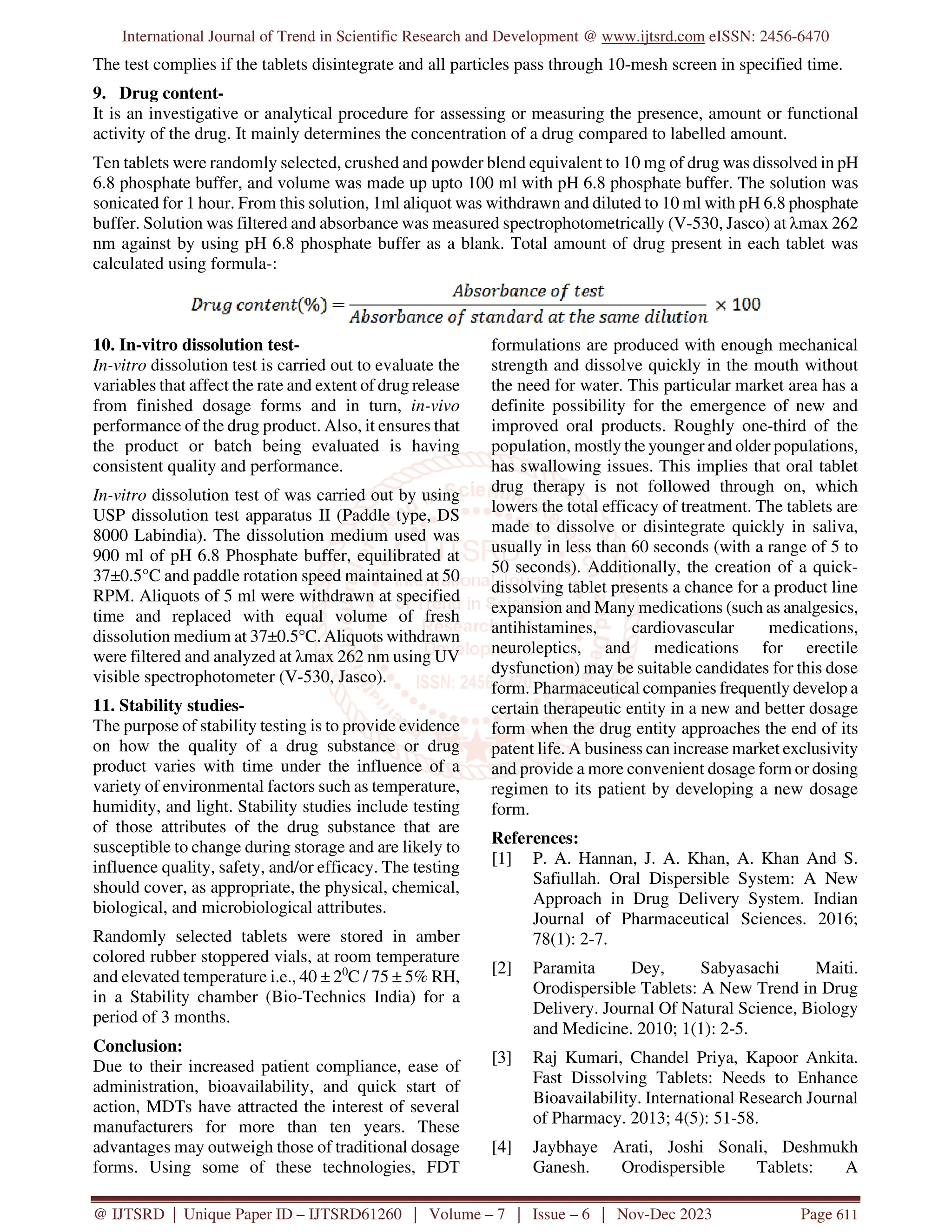 Review on “Mouth Dissolving Tablet as Fast Dissolving Drug Delivery ...