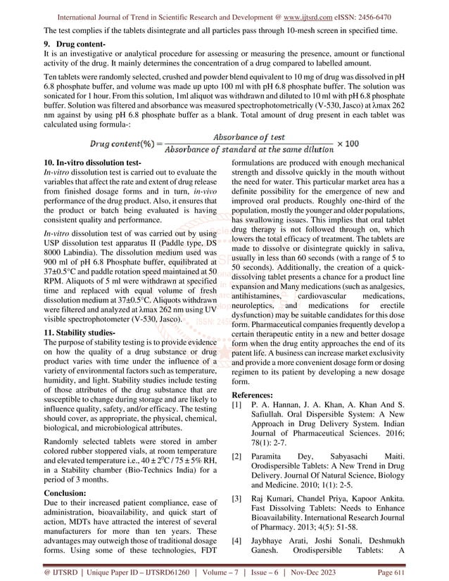 Review on “Mouth Dissolving Tablet as Fast Dissolving Drug Delivery ...