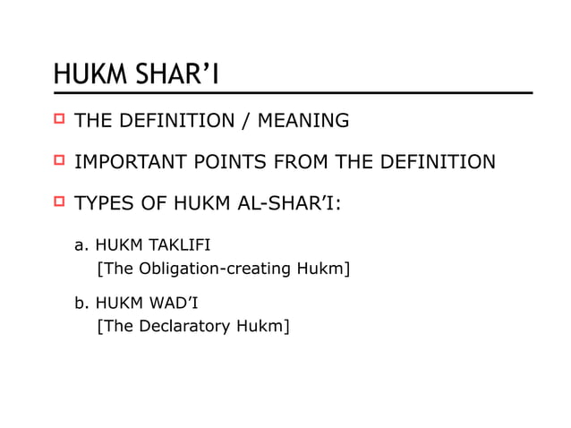 Introduction to Usul Fiqh : al hukm al-sharii | PPT | Islam | Religion ...