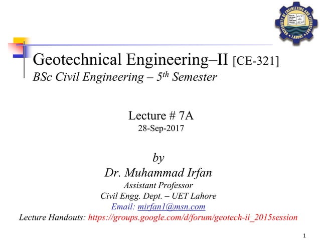 Geotechnical Engineering-II [Lec #7A: Boussinesq Method] | PPSX | Civil Engineering Industry ...