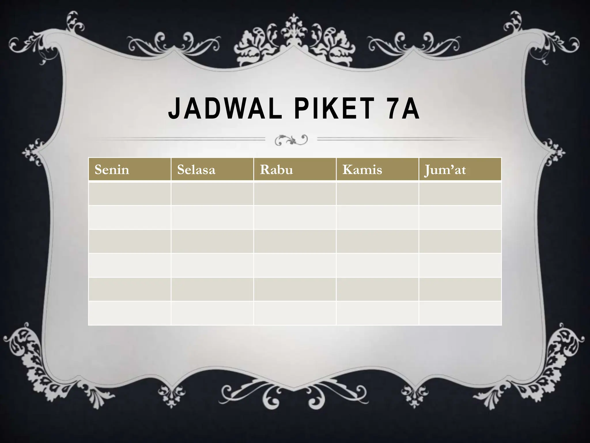 jadwal piket untuk design kelas 7a smp islam | PPT